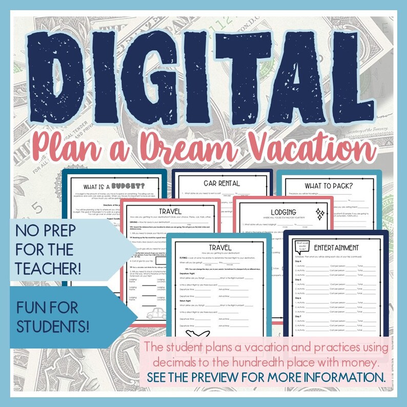 Plan a Trip and Vacation End of the Year Math Activities Project Based ...