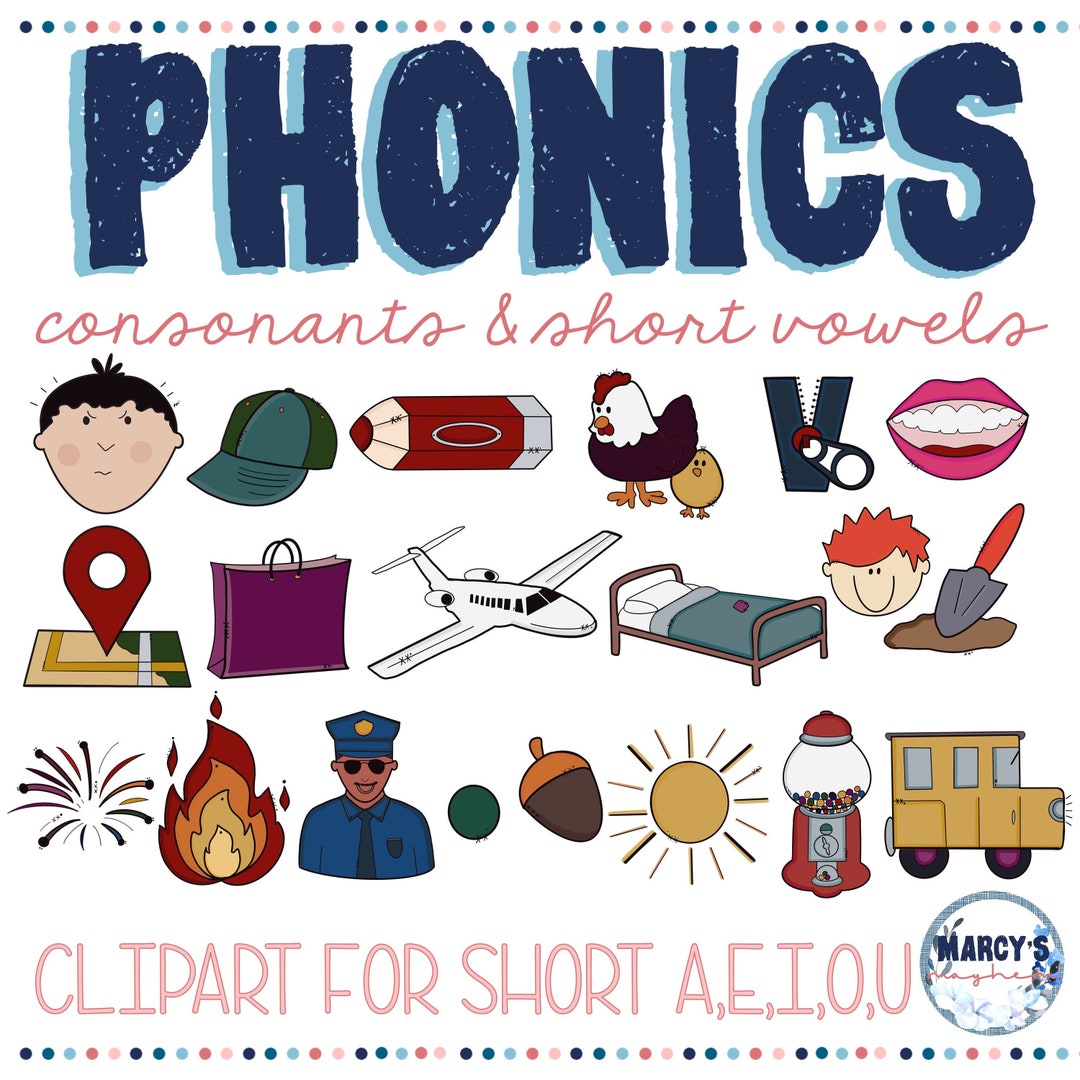 PHONICS Clipart Consonants & Short Vowel Sounds, Phonics Reading ...