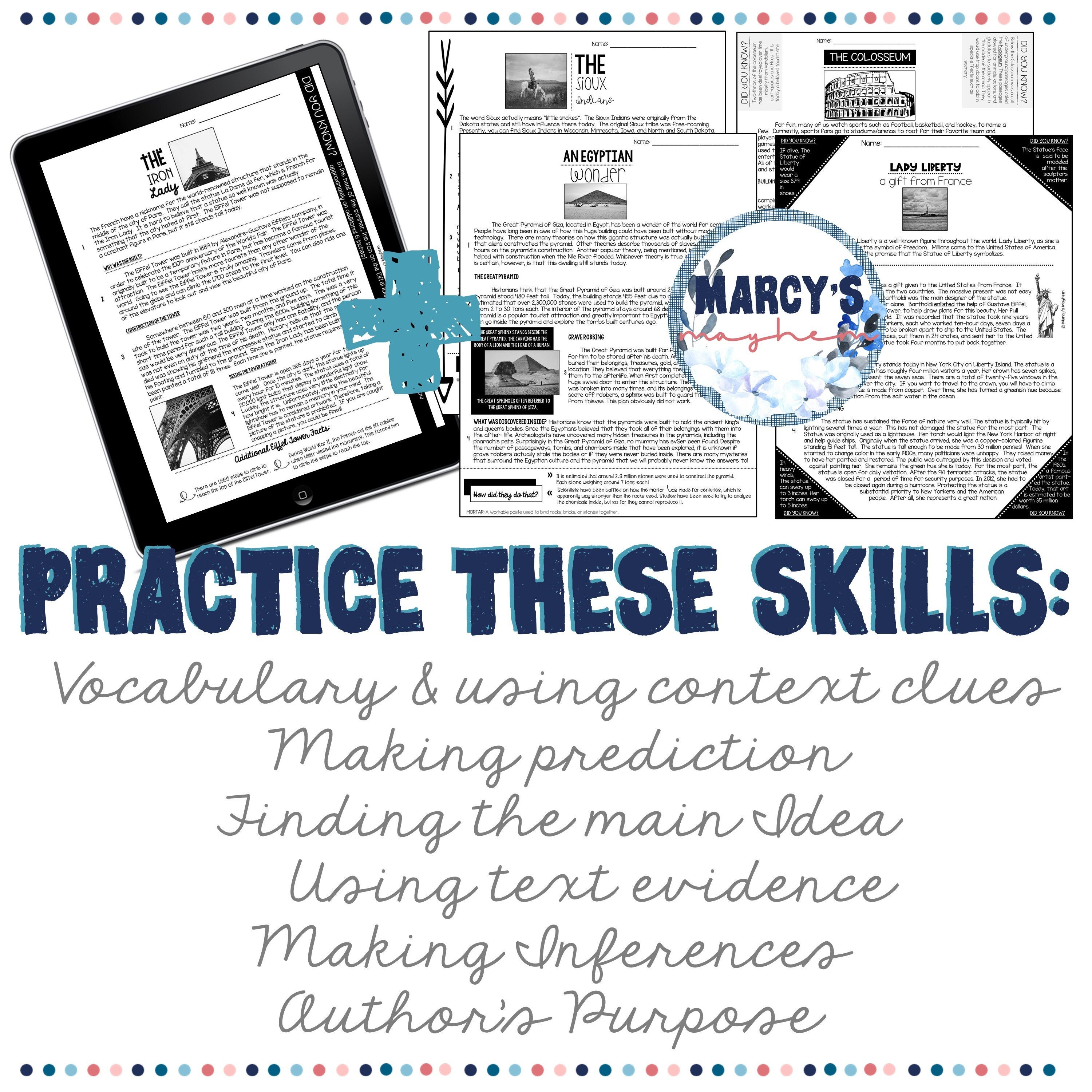 Nonfiction Reading Passages With Comprehension Questions 4th, 5th Grade ...