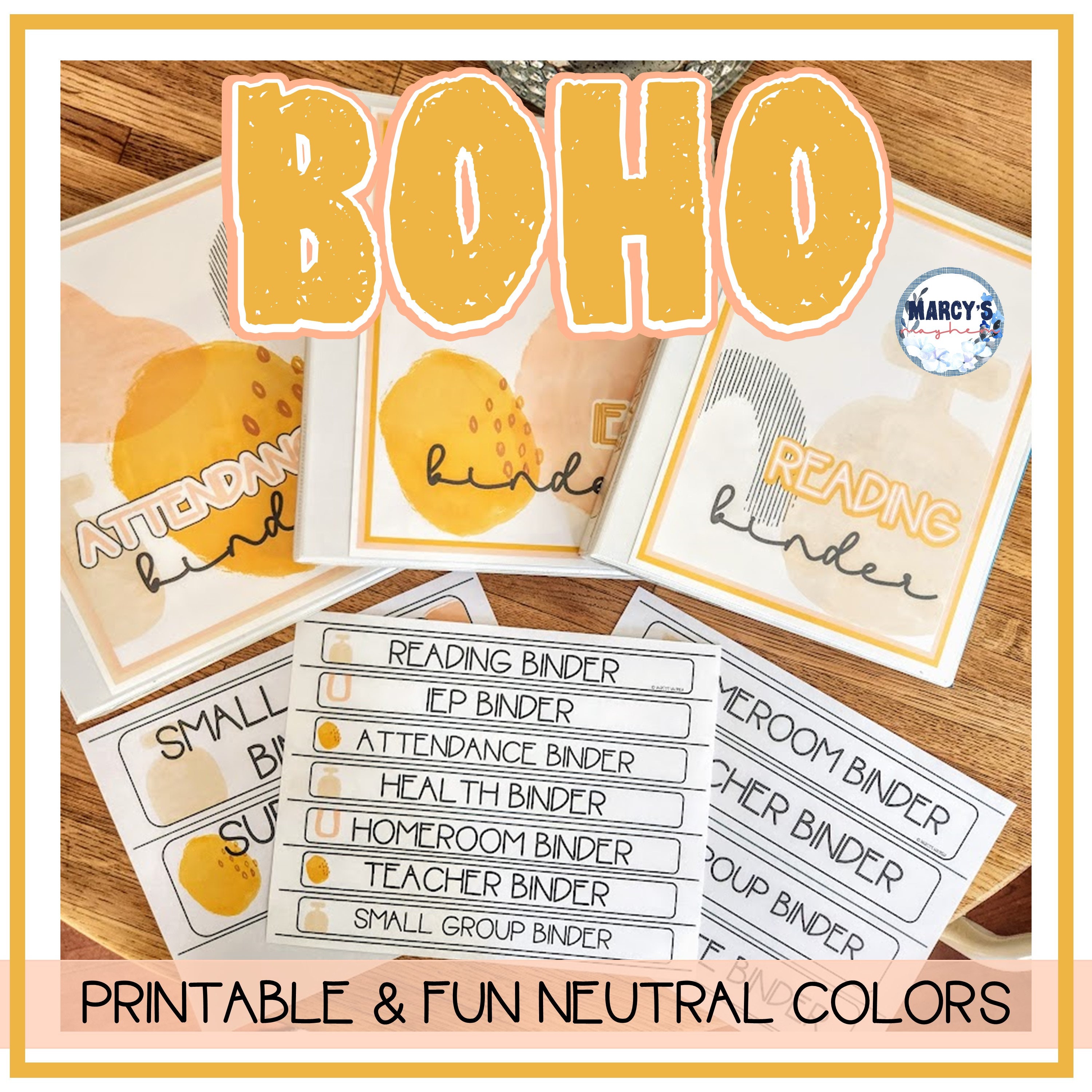 Modern Calm Colors BOHO Classroom Décor, Neutral Editable Binder Covers ...