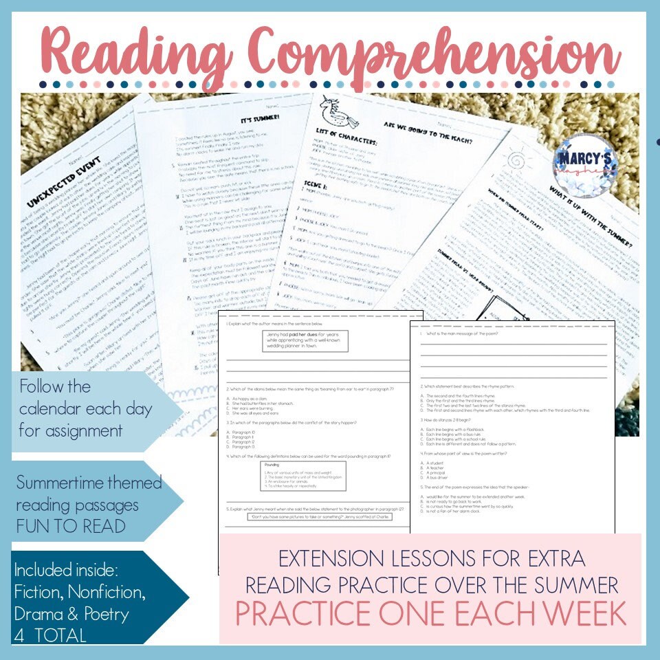 4th, 5th, 6th Grade Summer School Curriculum ELA Reading Morning Fun ...