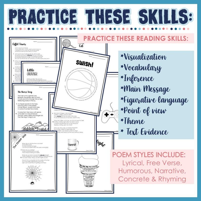 Poetry Reading Comprehension Passages Practice 4th 5th Grade Poetry ...