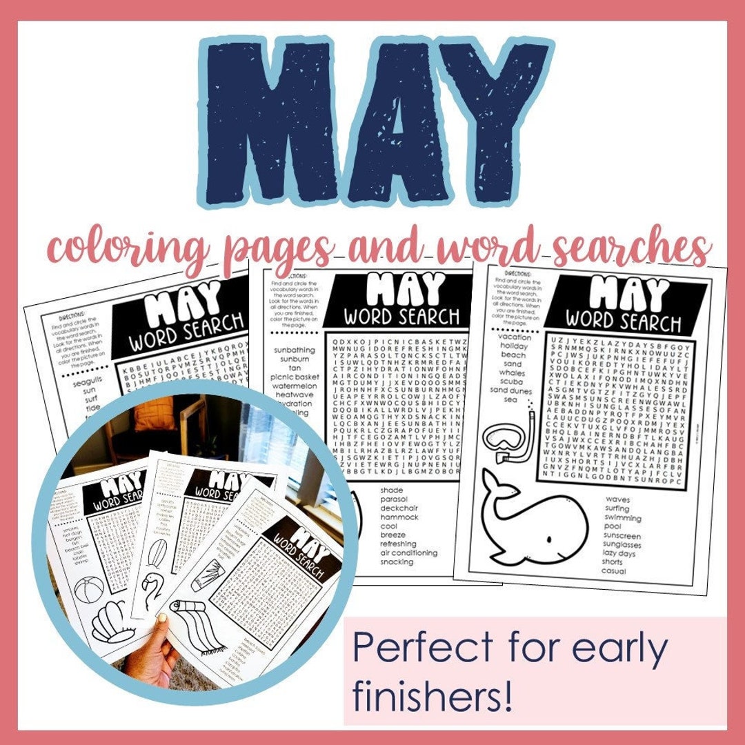 May Coloring Pages for Kids Printable Coloring Sheets May Word Search ...