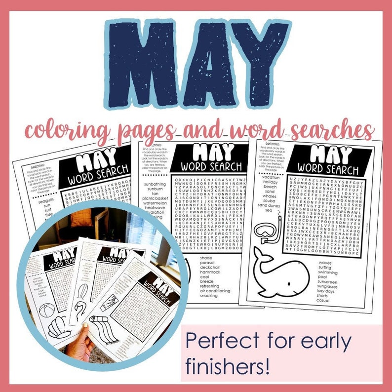 May Coloring Pages for Kids Printable Coloring Sheets May Word Search ...