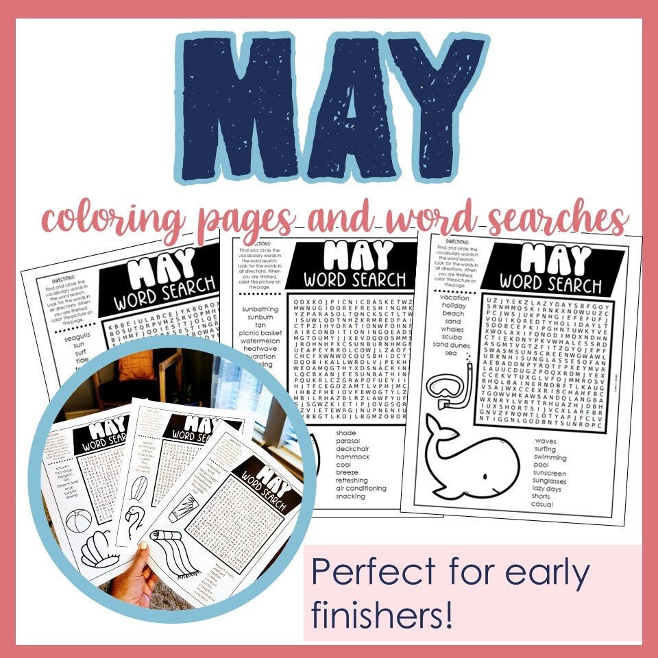 May Coloring Pages for Kids Printable Coloring Sheets May Word Search ...