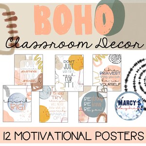 Boho Motivational Quotes Posters Motivational Bulletin Board - Etsy