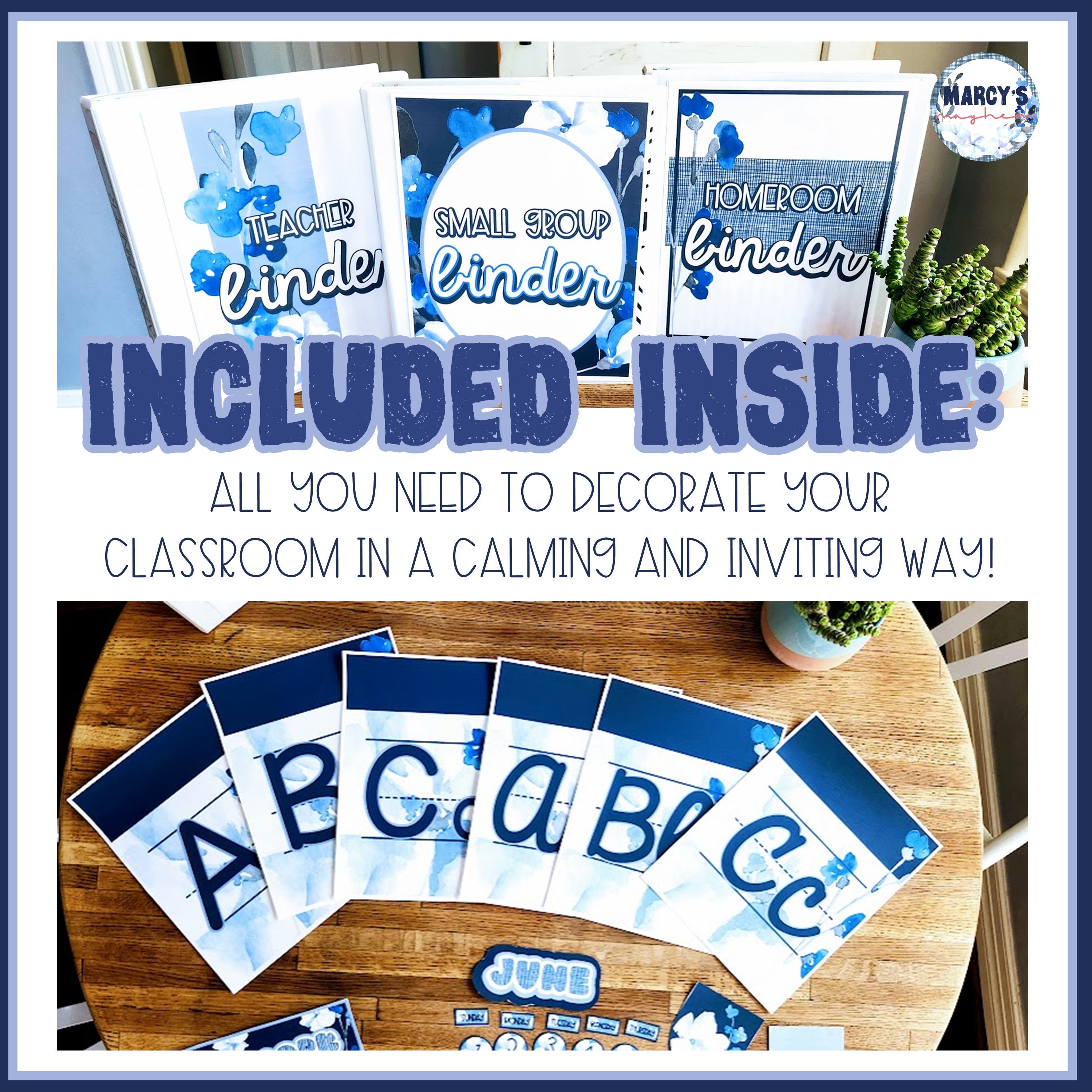 Pretty Blue and Navy Calm Classroom Decor With Calendar: Modern ...