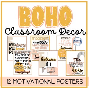 Boho Motivational Quotes Posters, Motivational Bulletin Board ...