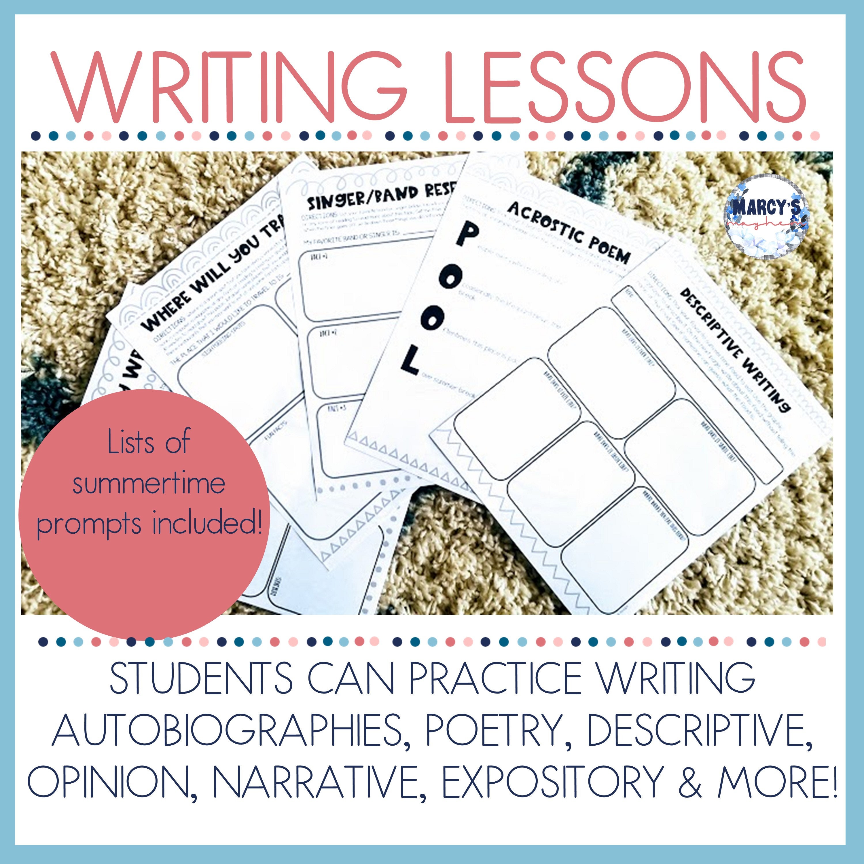 Summer Reading Comprehension Passages Practice, Writing Prompts 4th ...