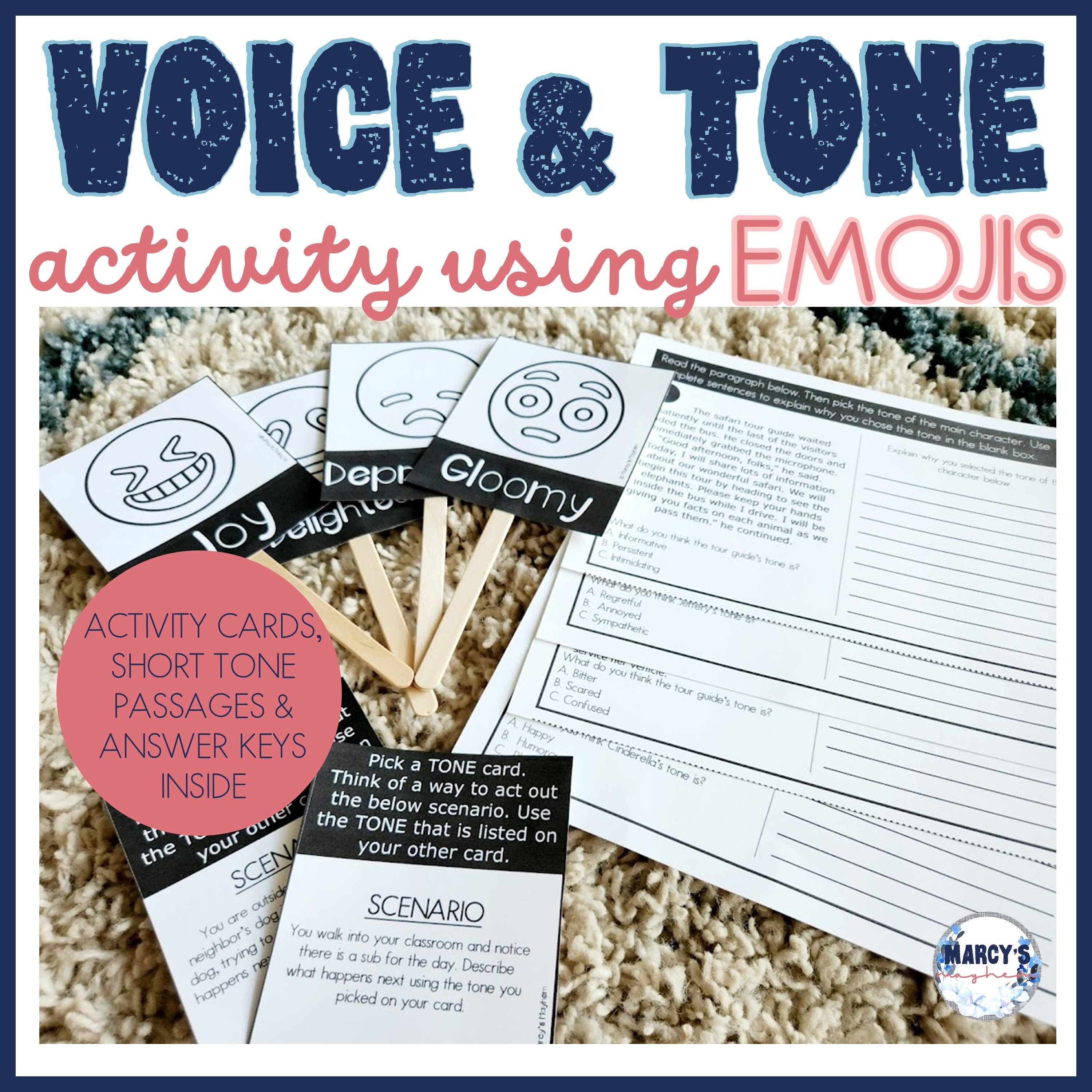 Understanding Tone and Voice Using Emojis, Mood Activity for 3rd Grade ...