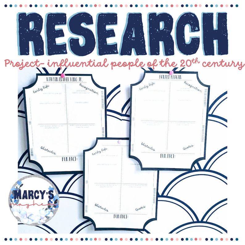 Famous Person 20th Century Research Project for 4th & 5th Grade Social ...