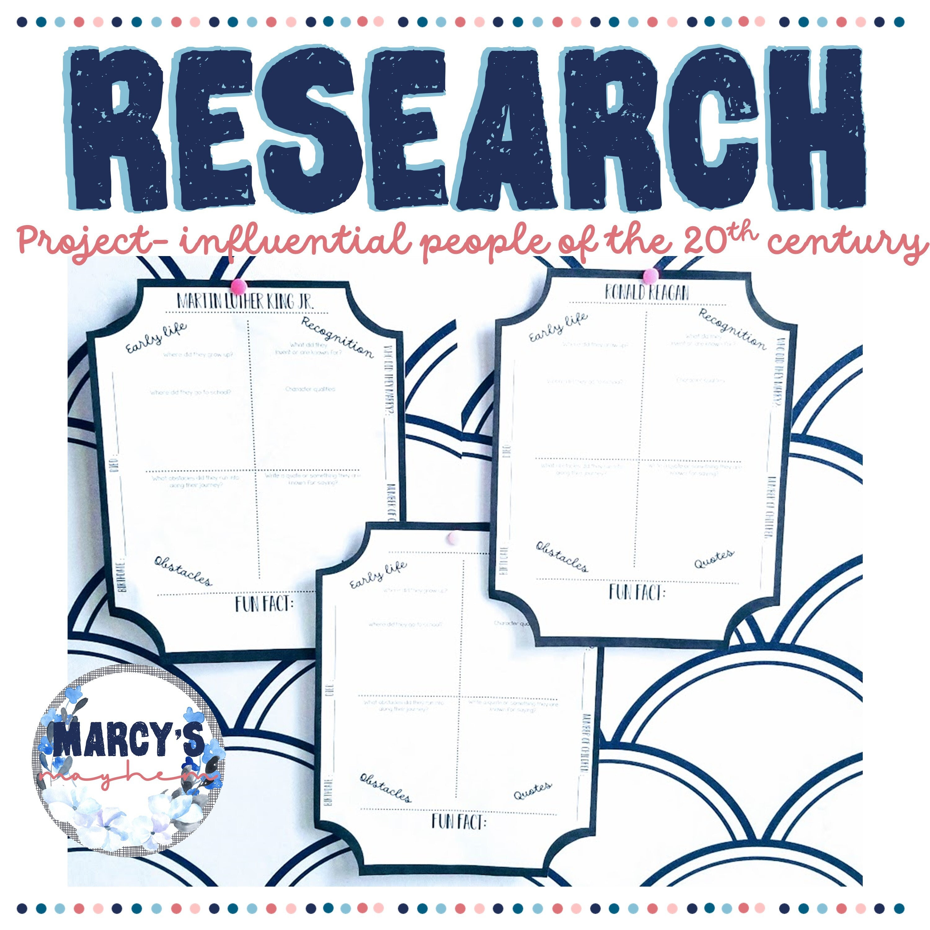 Famous Person 20th Century Research Project for 4th (Download Now) - Etsy