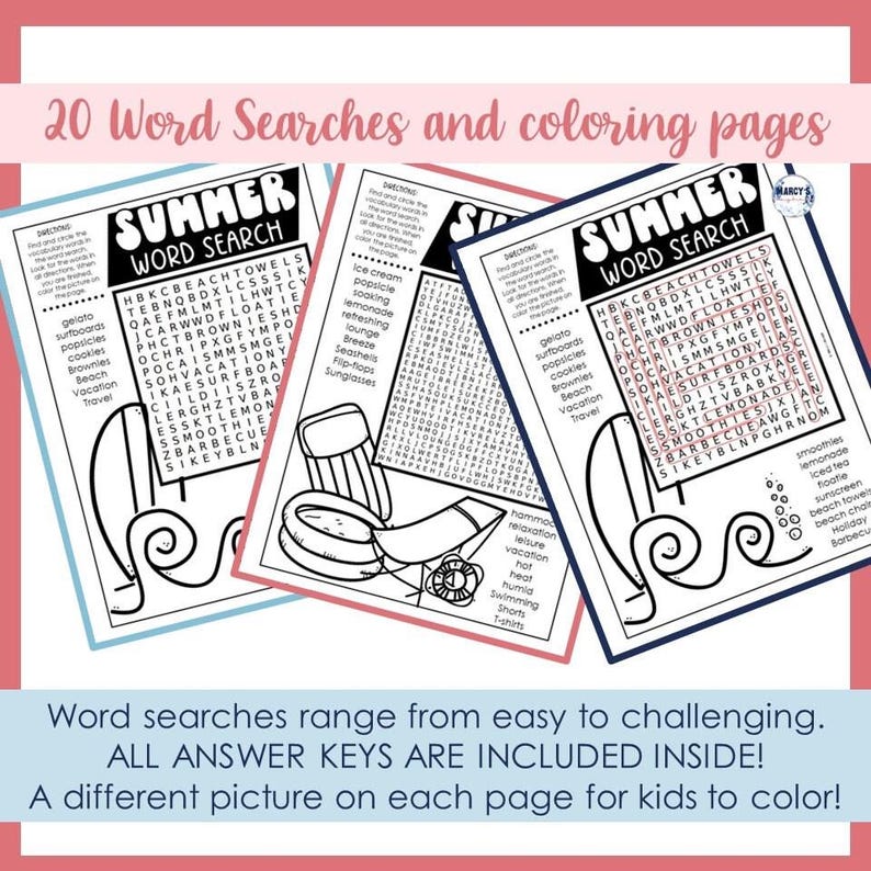 Summer School Morning Work Word Scramble June Coloring Pages Sheets ...
