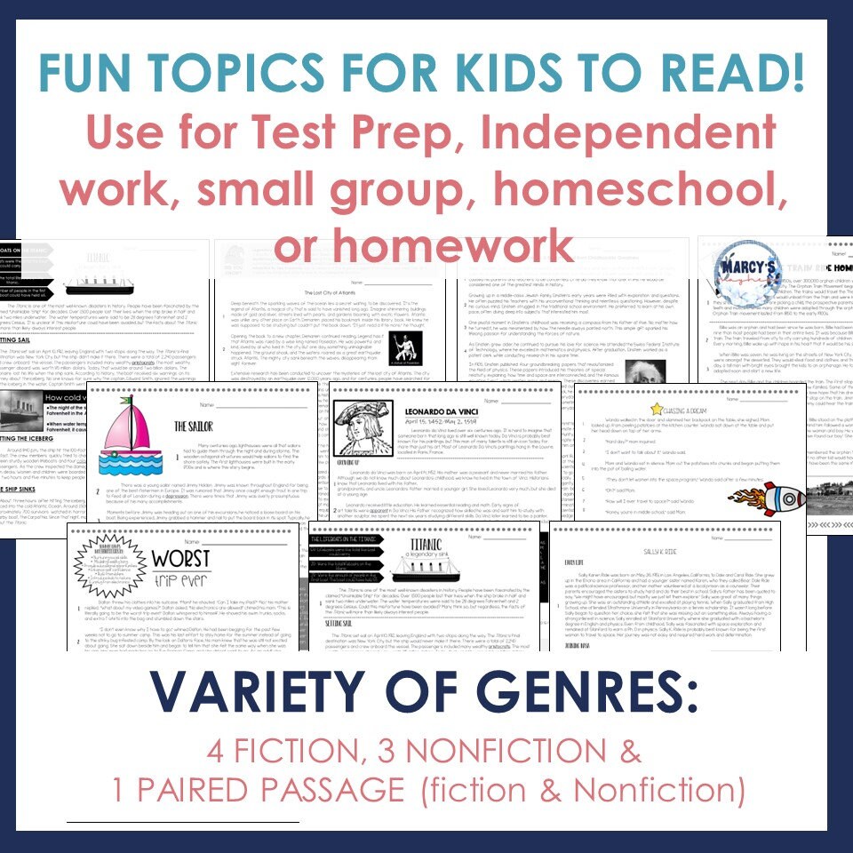 Reading Comprehension Worksheets 4th & 5th Grade Homeschool Printables ...