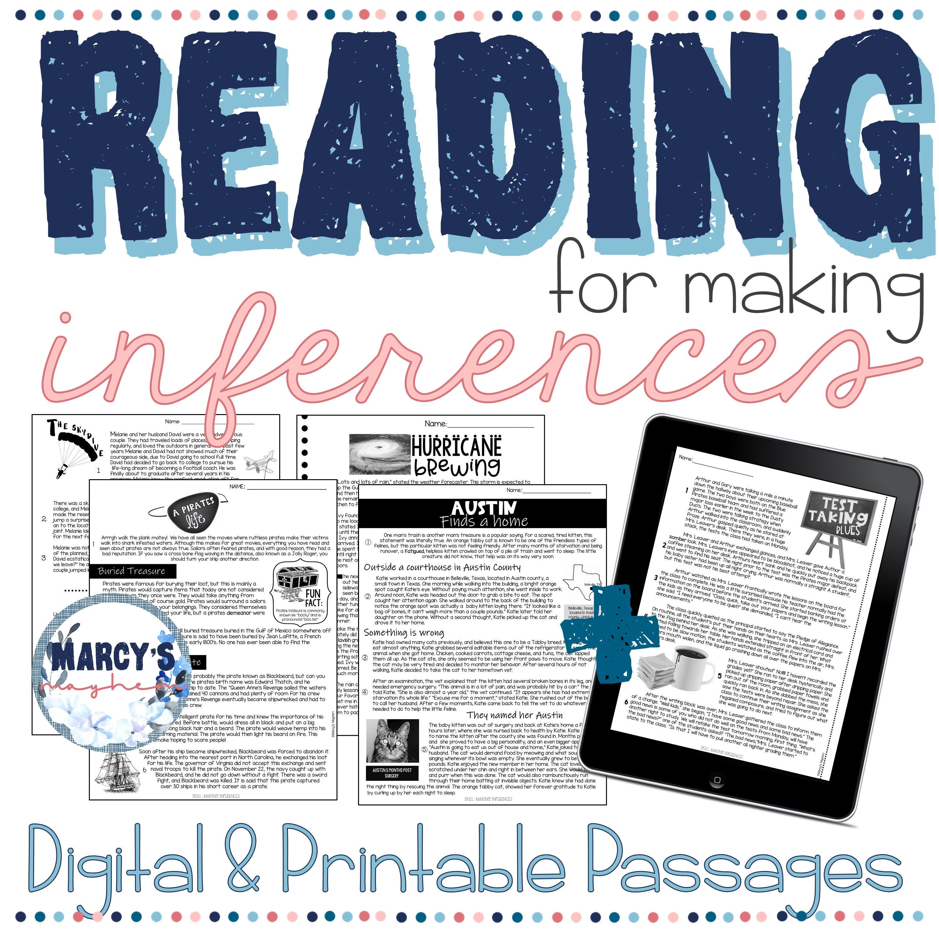 Making Inferences Worksheets 4th, 5th Grade Reading Comprehension ...