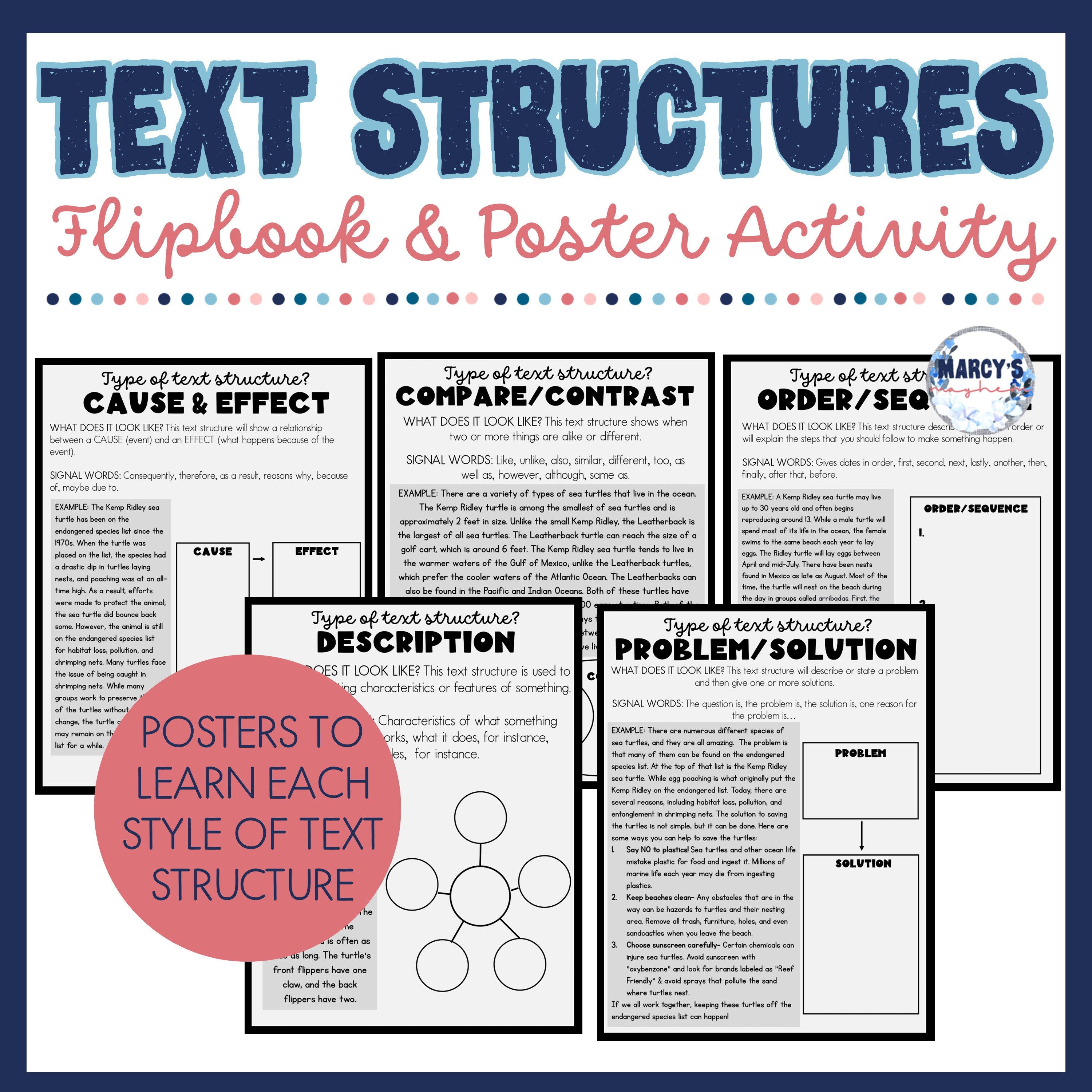 Text Structures Activities Flip Book, Scavenger Hunt & Elementary ...