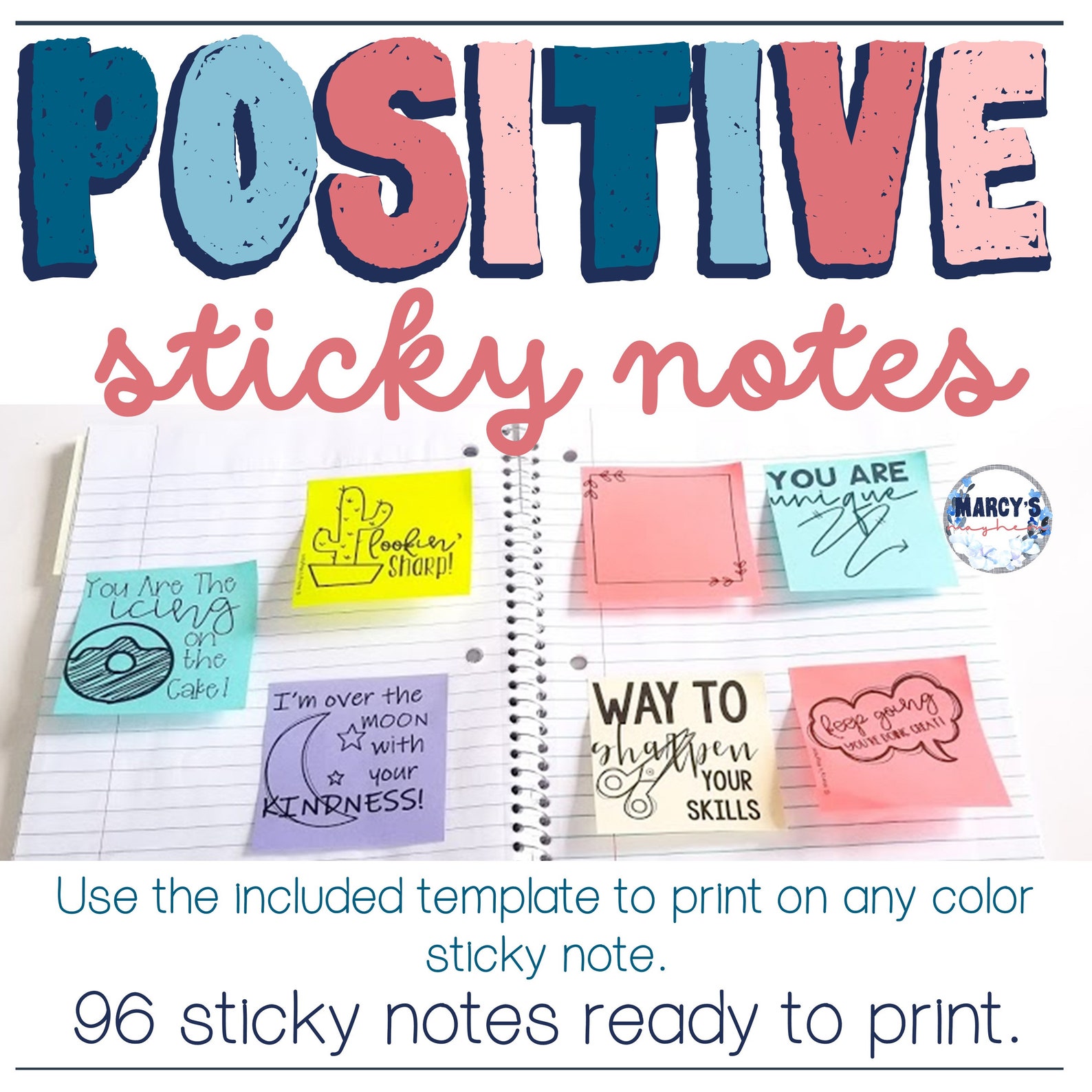 Sticky Notes Personalized Template for Students - Growth Mindset ...