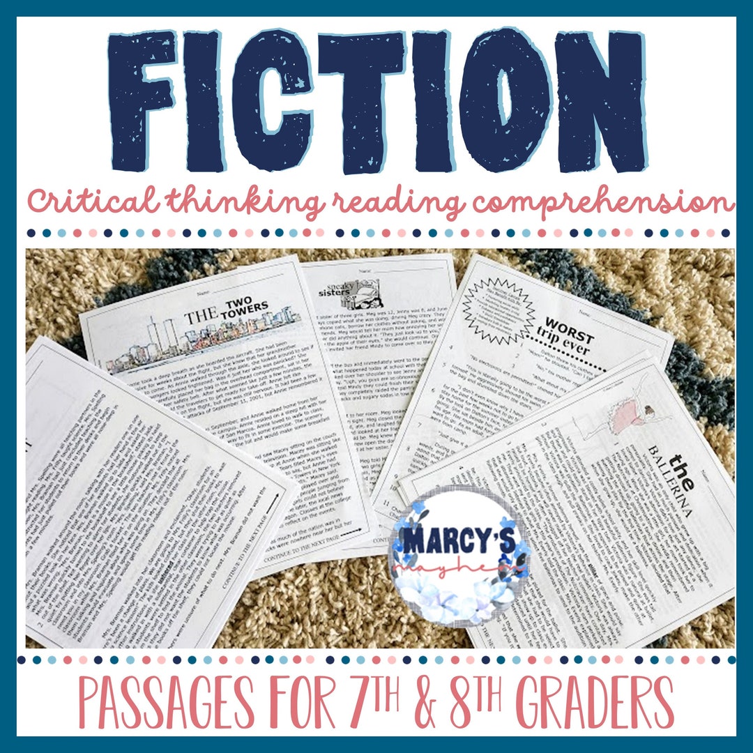 7th 8th Grade FICTION Fluency Passages, Critical Thinking Reading ...