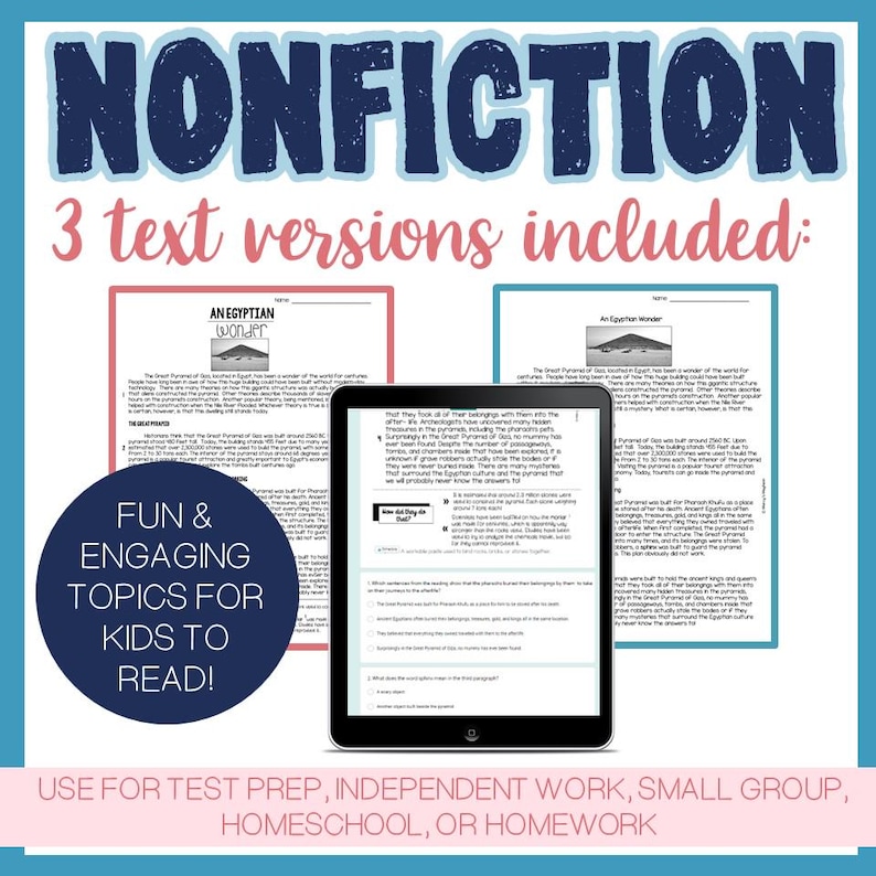 Nonfiction Reading Passages With Comprehension Questions 4th 5th Grade ...