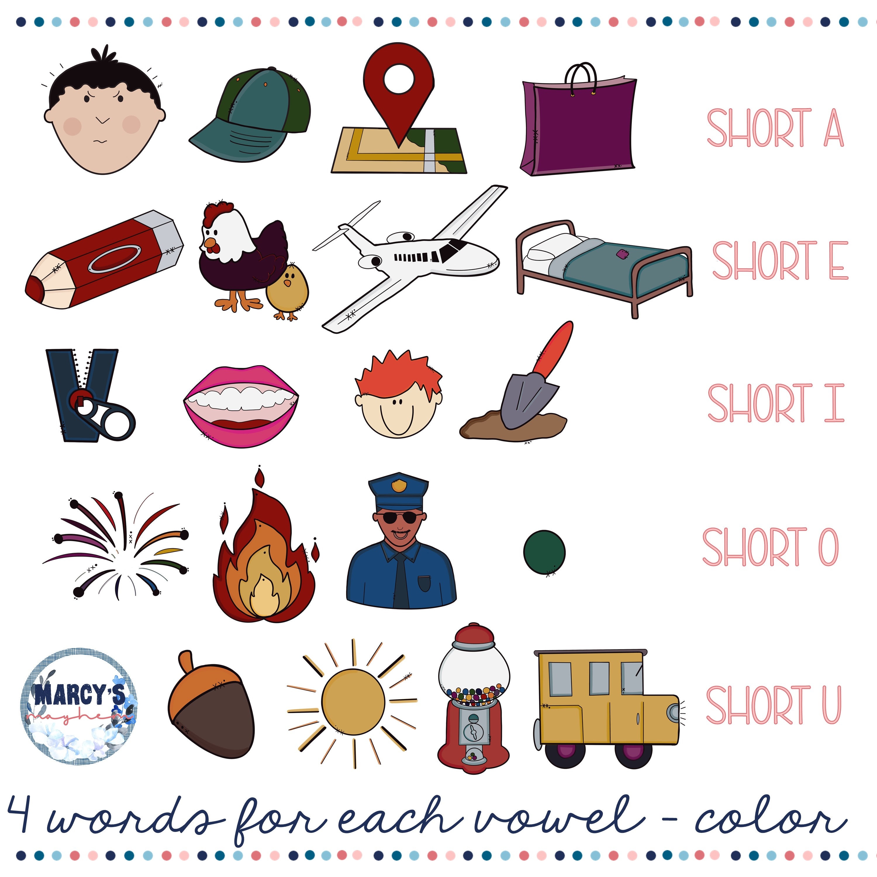 PHONICS Clipart Consonants Short Vowel Sounds Phonics Reading ...
