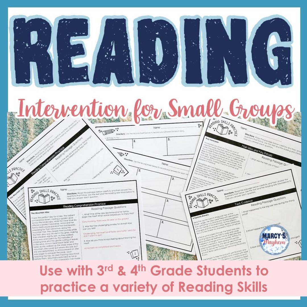 3rd 4th Grade Small Group Reading Quick Reading Intervention Worksheets ...