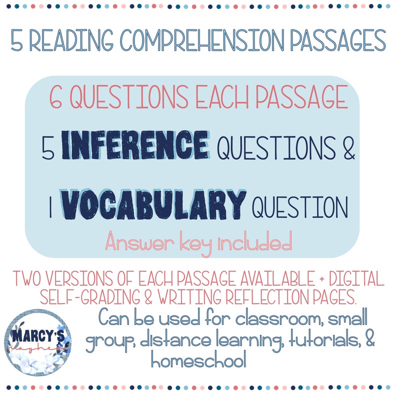 Making Inferences Worksheets 4th, 5th Grade Reading Comprehension ...