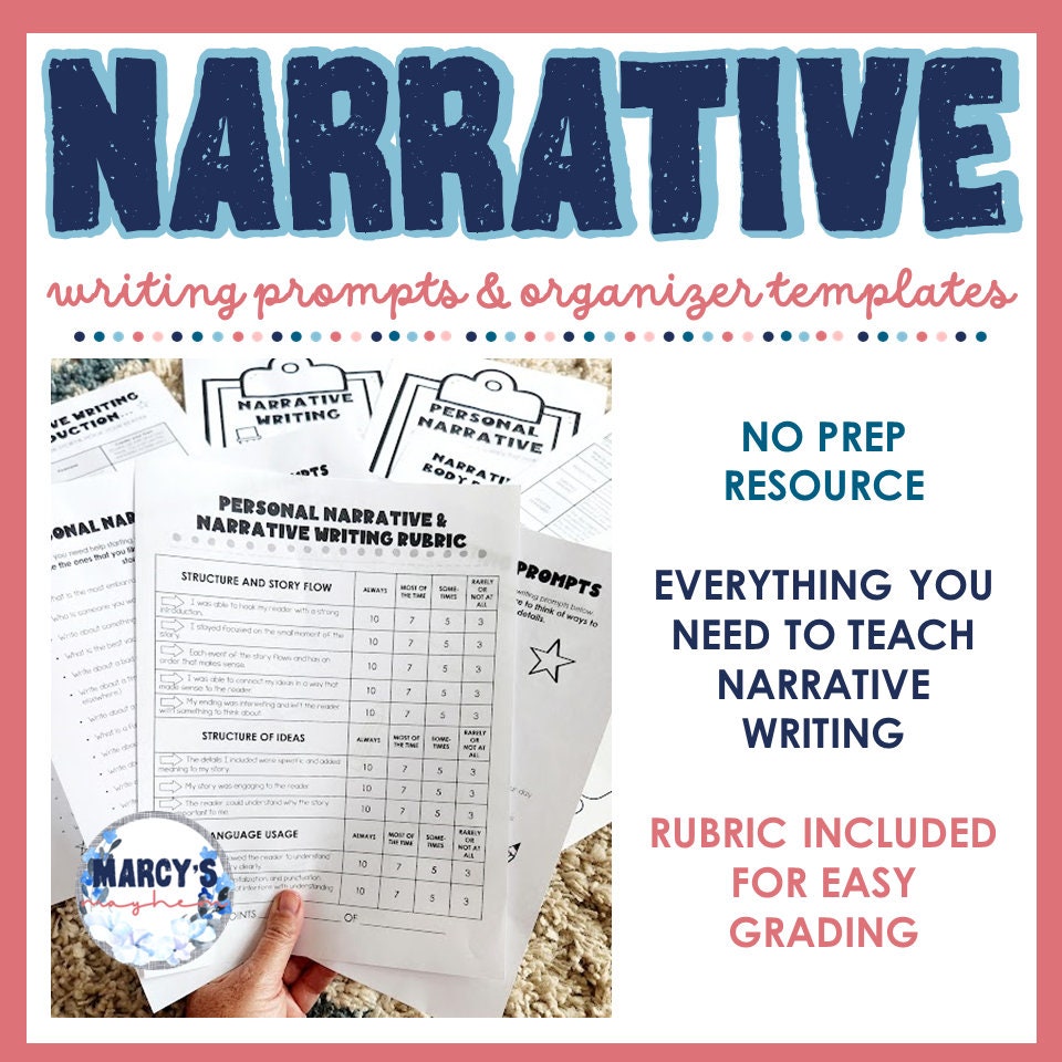 Personal Narrative Writing Prompts & Narrative Graphic Organizer 3rd ...