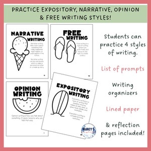 Summer Writing Prompts Journal for Kids, 3rd Grade, 4th Grade, and 5th ...
