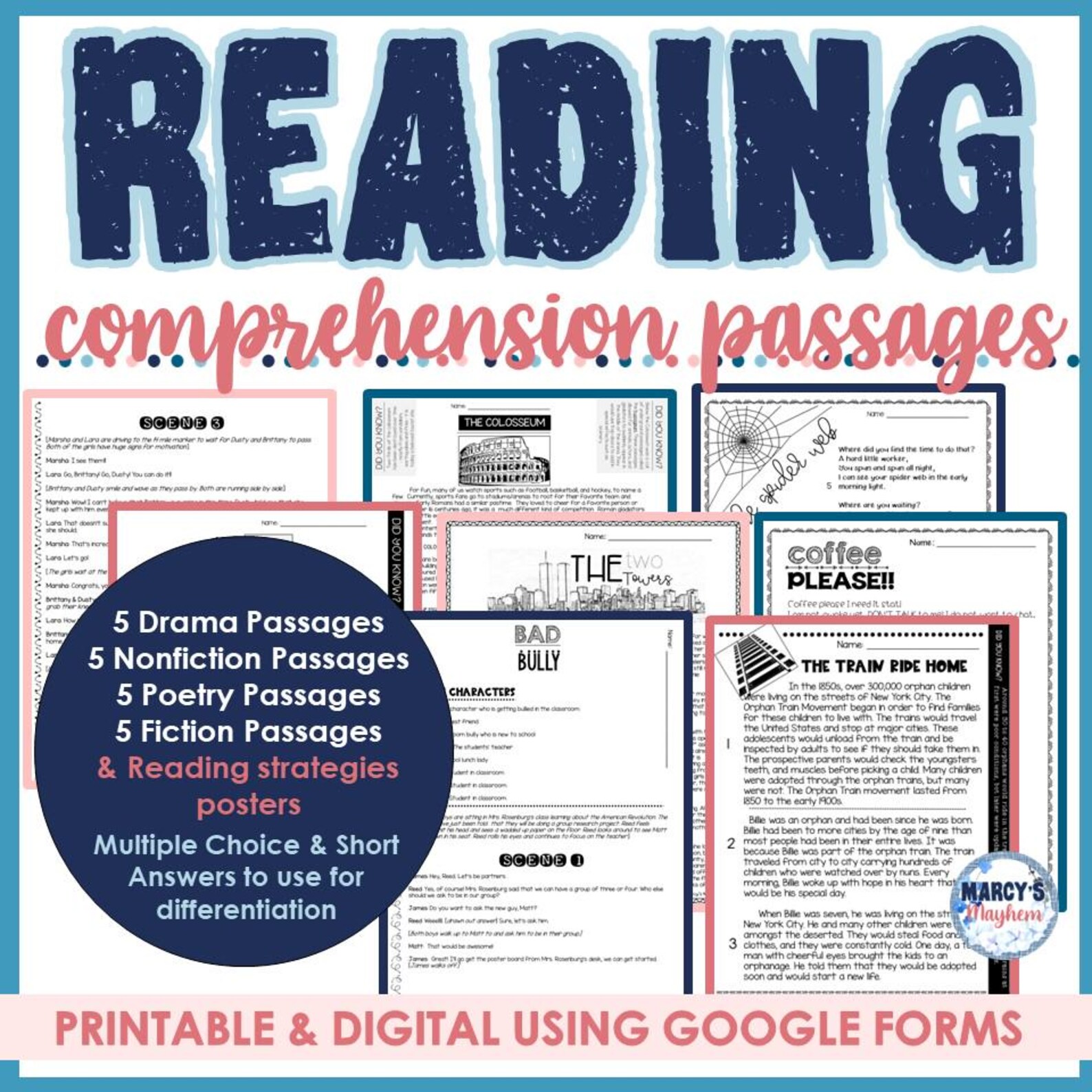 Reading Comprehension Passages Worksheet 4th 5th Grade, Reading ...
