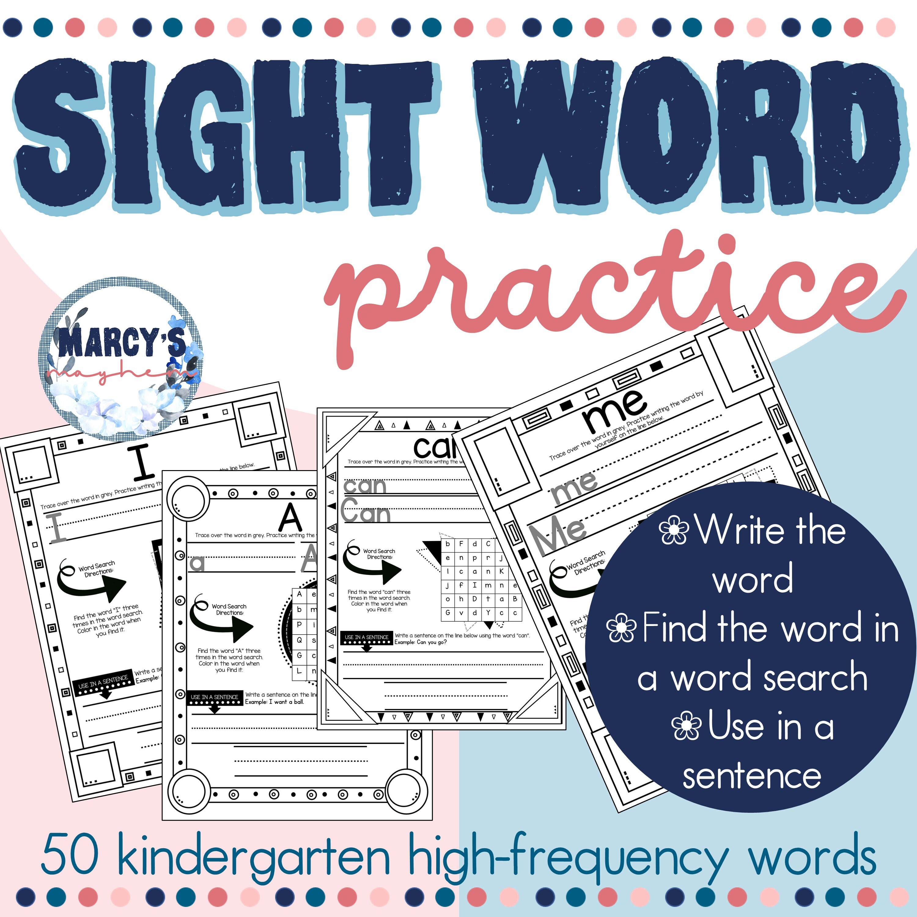 Hojas De Trabajo De Palabras De Alta Frecuencia Colección De +40