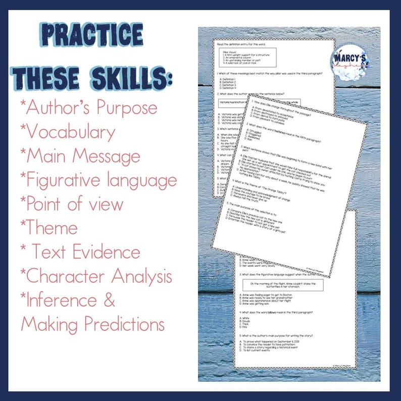 Realistic Fiction Reading Comprehension Passages & Questions Printable ...