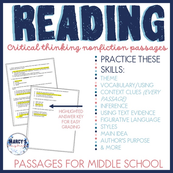7th Grade Nonfiction Reading Worksheets