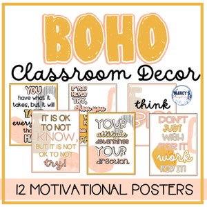 Boho Motivational Quotes Posters, Motivational Bulletin Board ...