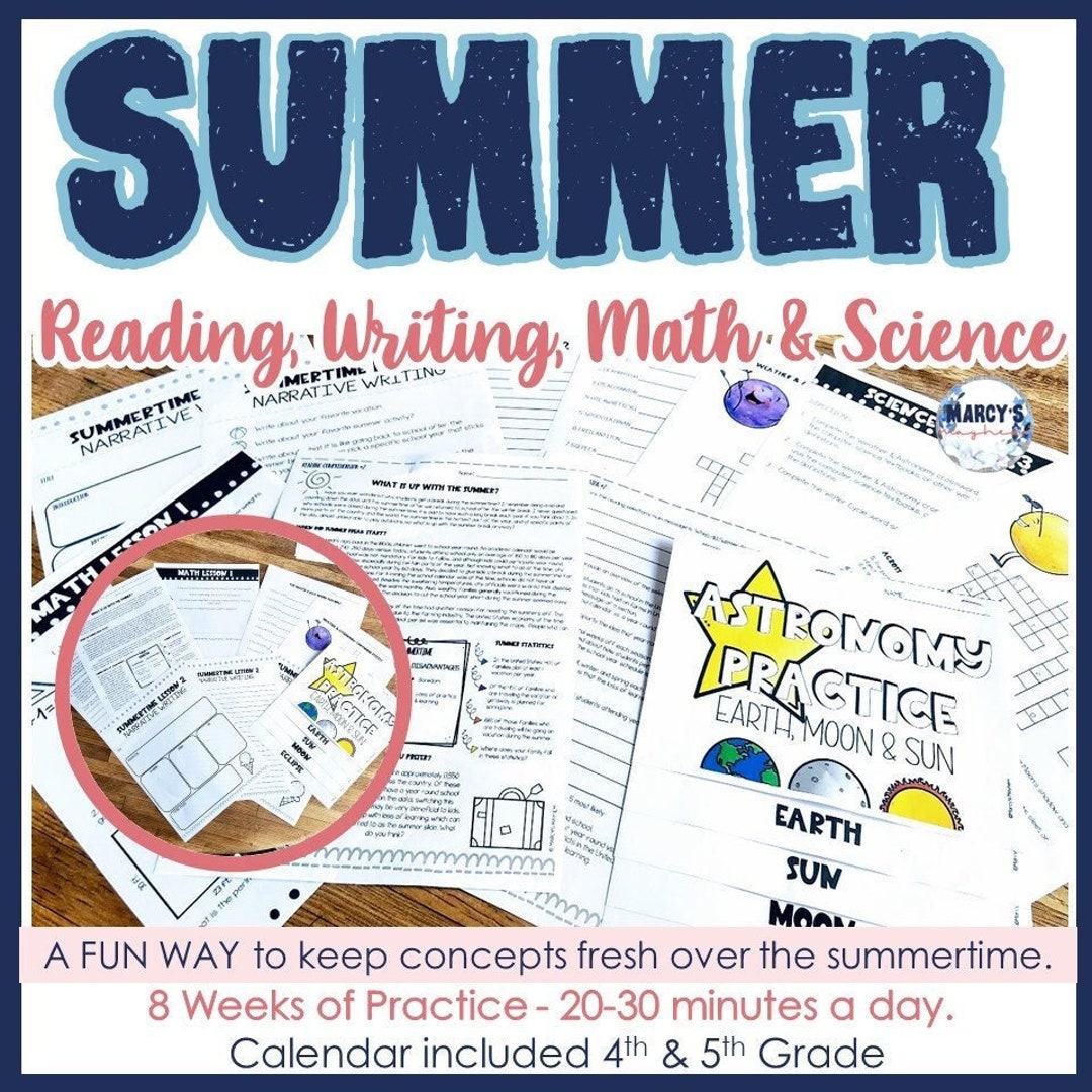 Fun Summer School Activities 4th 5th Grade Summer Review Packet Math ...