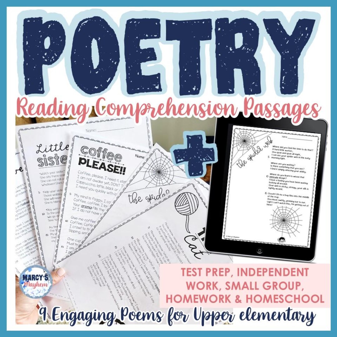 Elements of Poetry Reading Comprehension Passages 4th 5th Grade ...