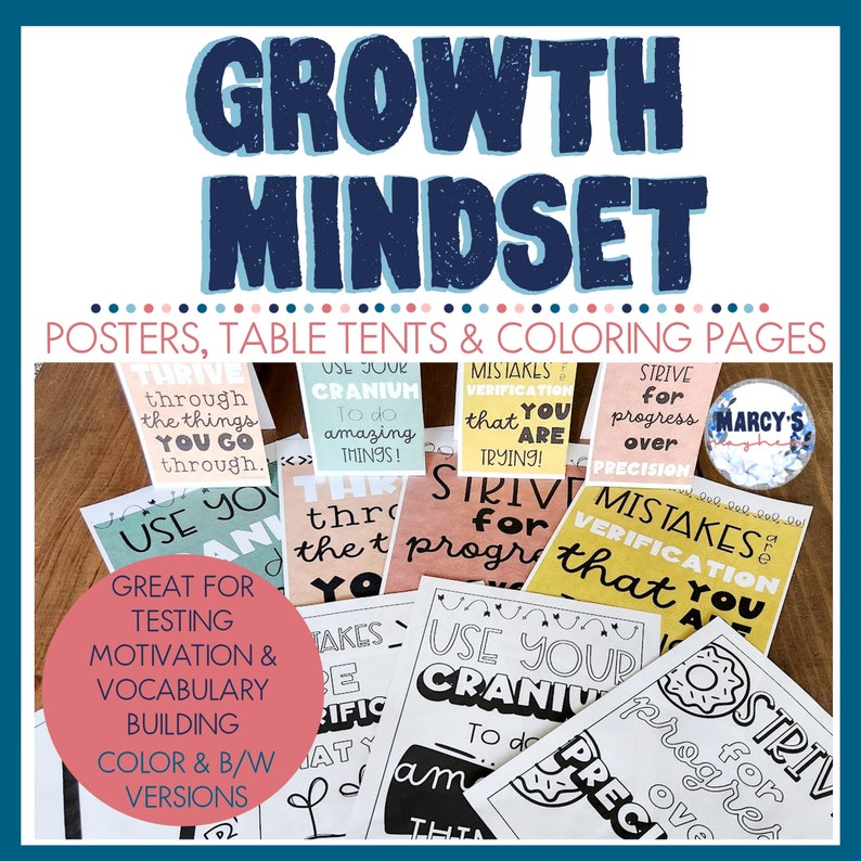 Growth Mindset Coloring Pages, Growth Mindset Posters, Growth Mindset ...