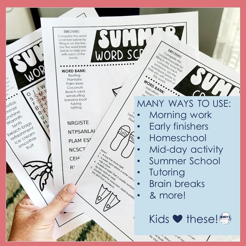 Summer School Morning Work Word Scramble June Coloring Pages Sheets ...