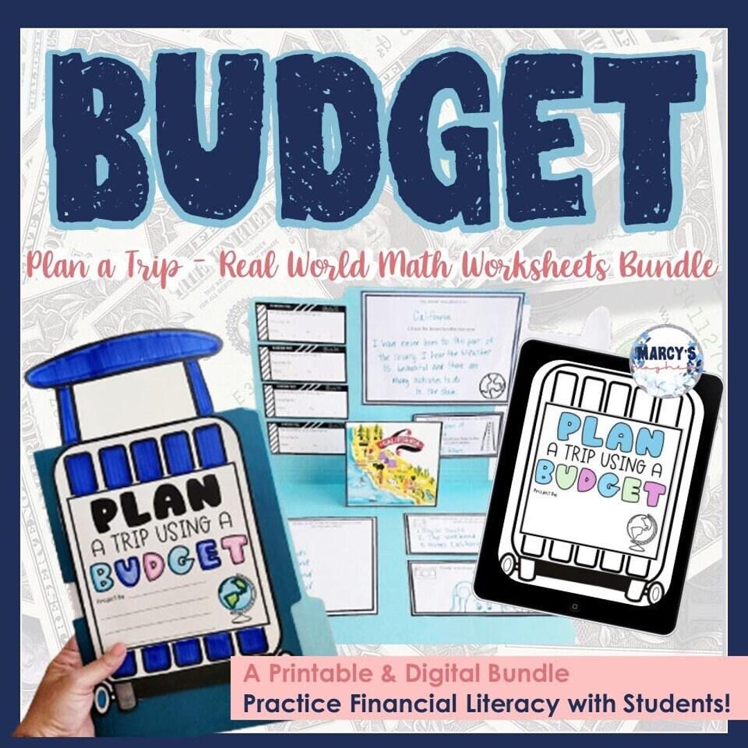 Plan a Trip Budgeting Worksheets Activity End of Year Math Project for ...