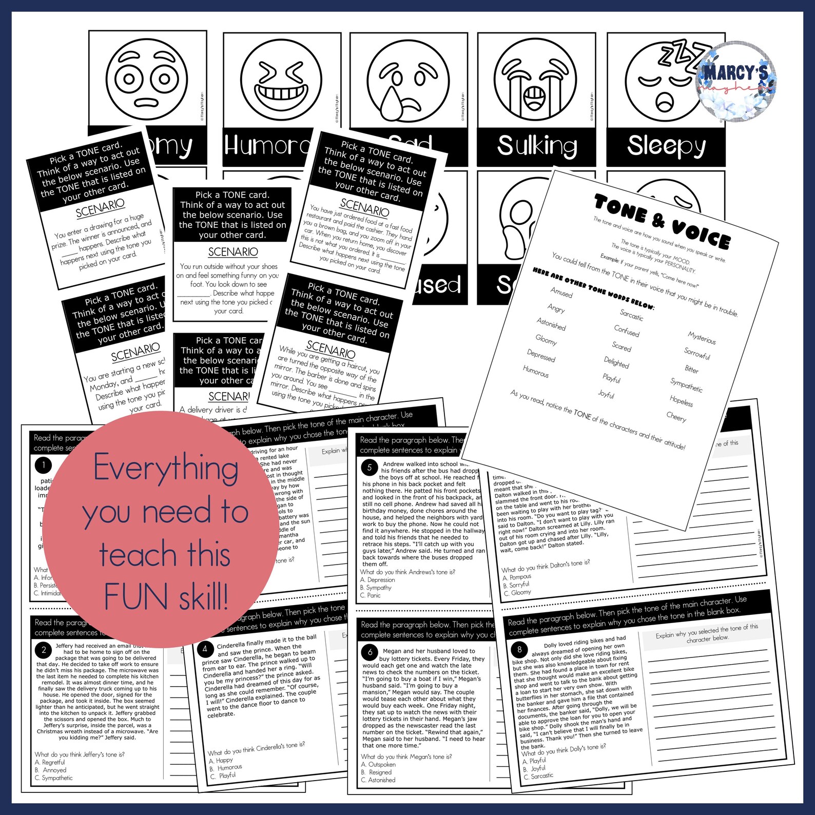 Understanding Tone and Voice Using Emojis, Mood Activity for 3rd Grade ...