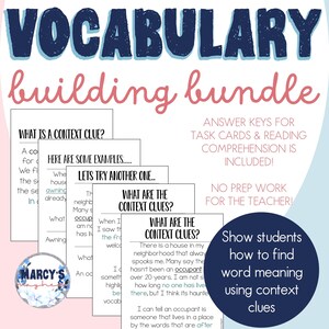 Vocabulary Building Worksheet Activity, Reading Comprehension & Context ...