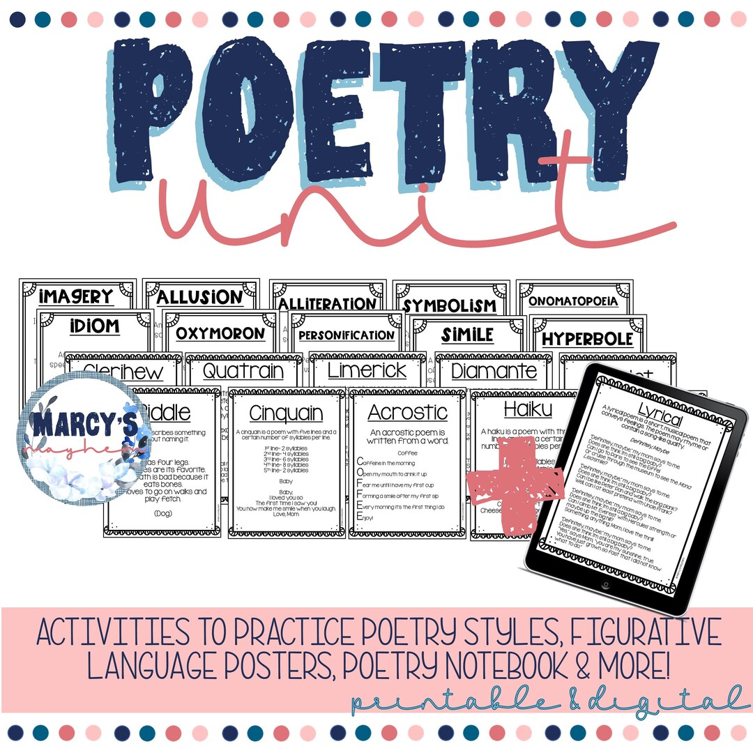Elements of Poetry Unit, 4th & 5th Ela Activities English Language Arts ...