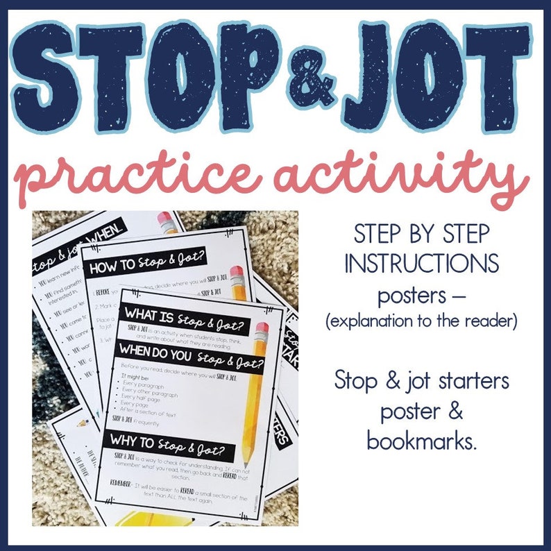Stop & Jot Practice Reading Response Sheets, Reading Comprehension ...