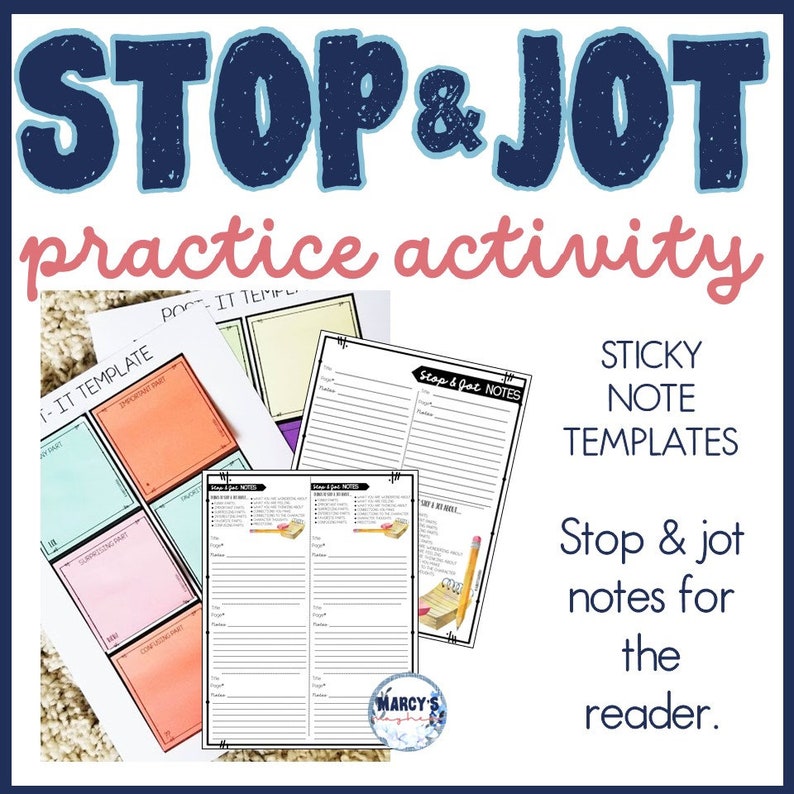 Stop & Jot Reading Practice Response Worksheets, Reading Comprehension ...