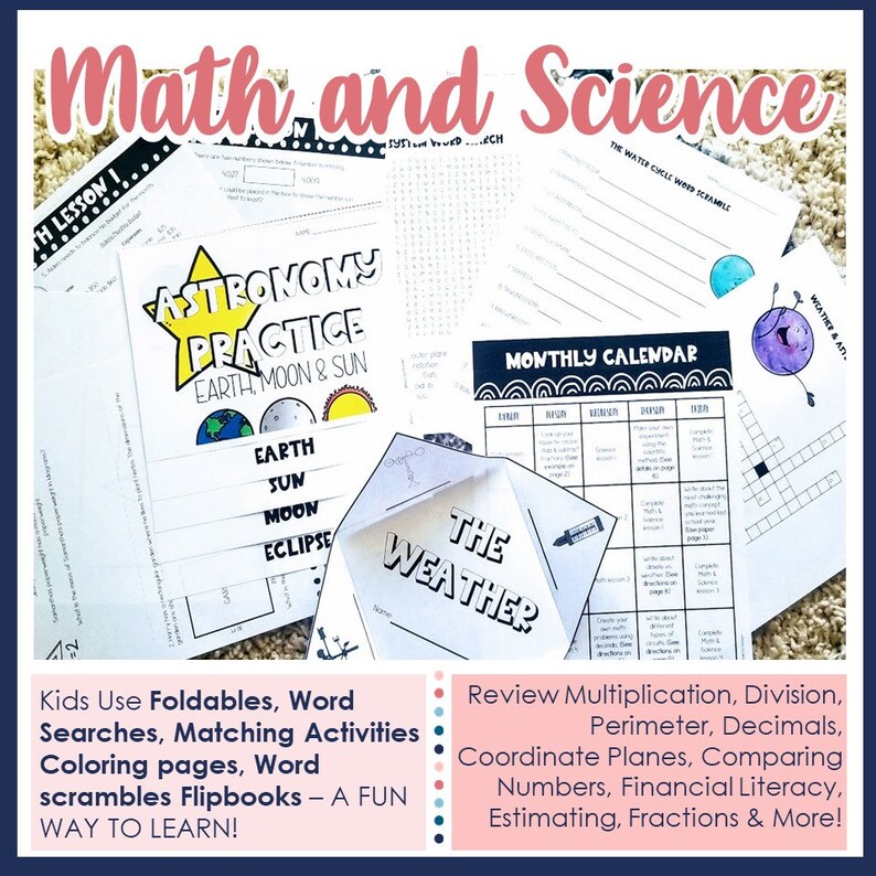 Fun Summer School Activities 4th 5th Grade Summer Review Packet Math ...