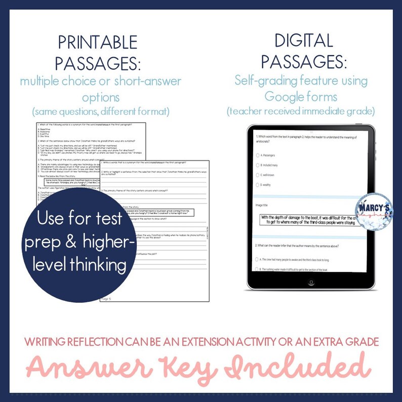 Reading Comprehension Assessments 7th & 8th, Critical Thinking Fluency ...