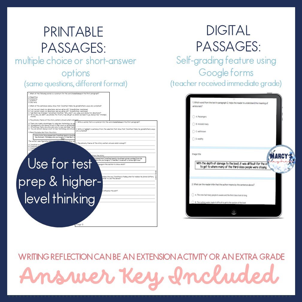 Reading Comprehension Assessments 7th & 8th, Critical Thinking Fluency ...