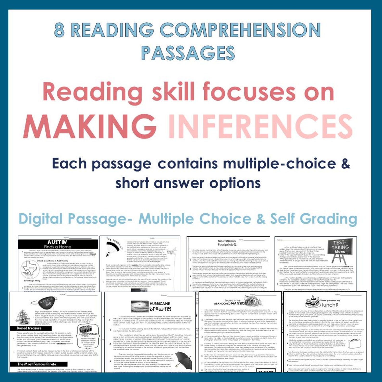 Making Inferences Worksheets 4th 5th Gradereading Comprehension ...