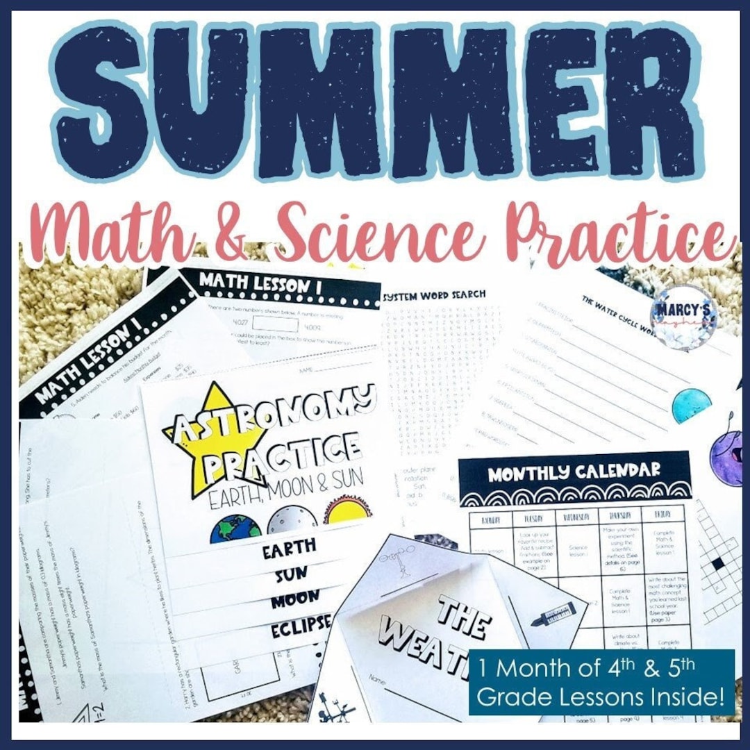 Summer Math Science Worksheets 4th and 5th Grade, Fun Summer School ...