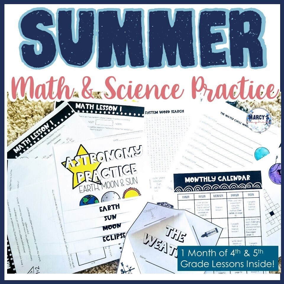 Summer Math Science Worksheets 4th and 5th Grade, Fun Summer School ...