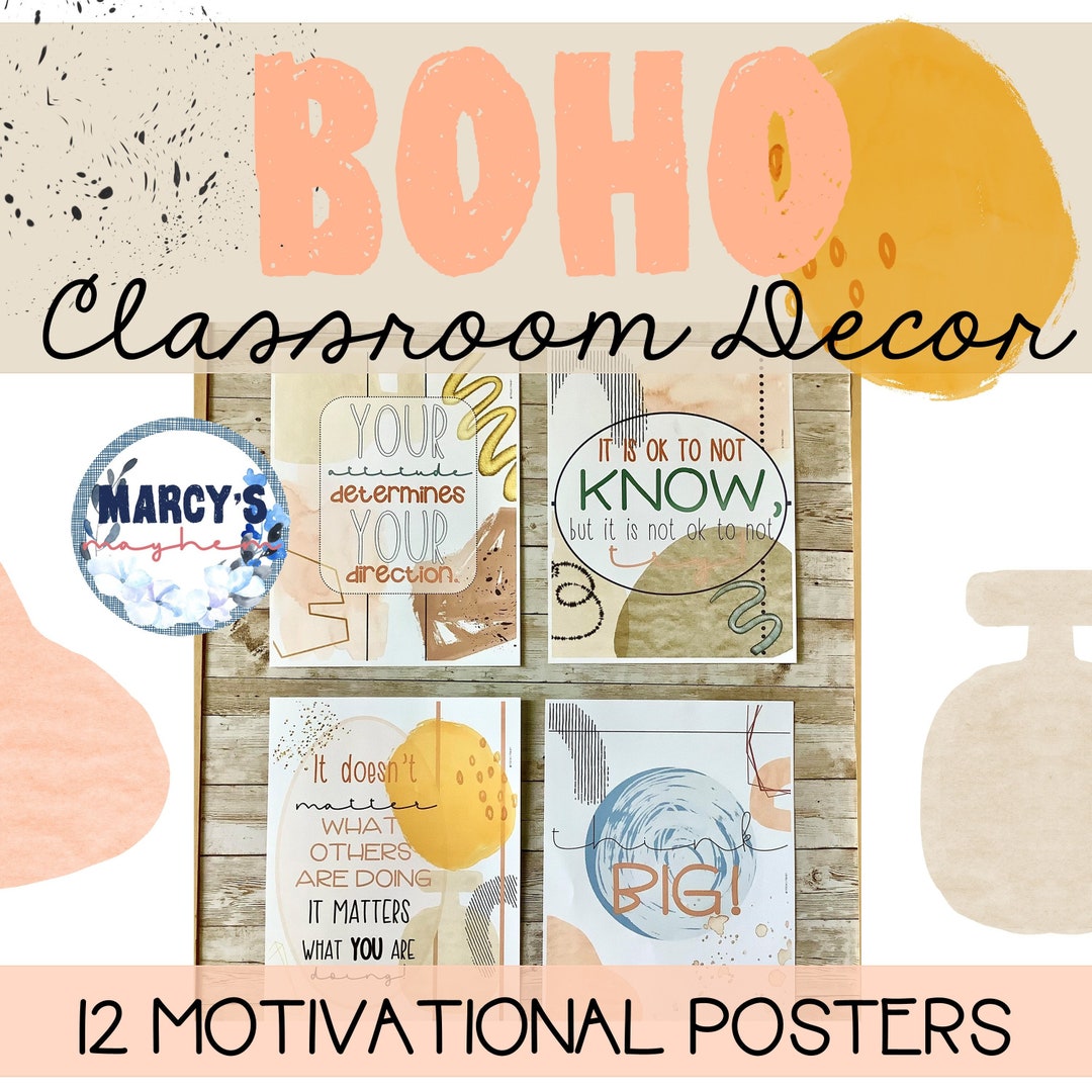 Boho Motivational Quotes Posters Motivational Bulletin Board - Etsy